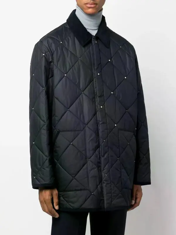 Valentino Garavani Rockstud Diamond-quilted Short Coat