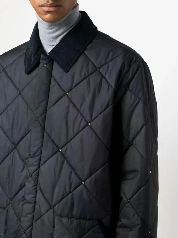 Valentino Garavani Rockstud Diamond-quilted Short Coat