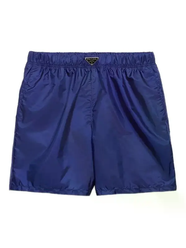 Prada Enamel Triangle-logo Swim Shorts - Blue