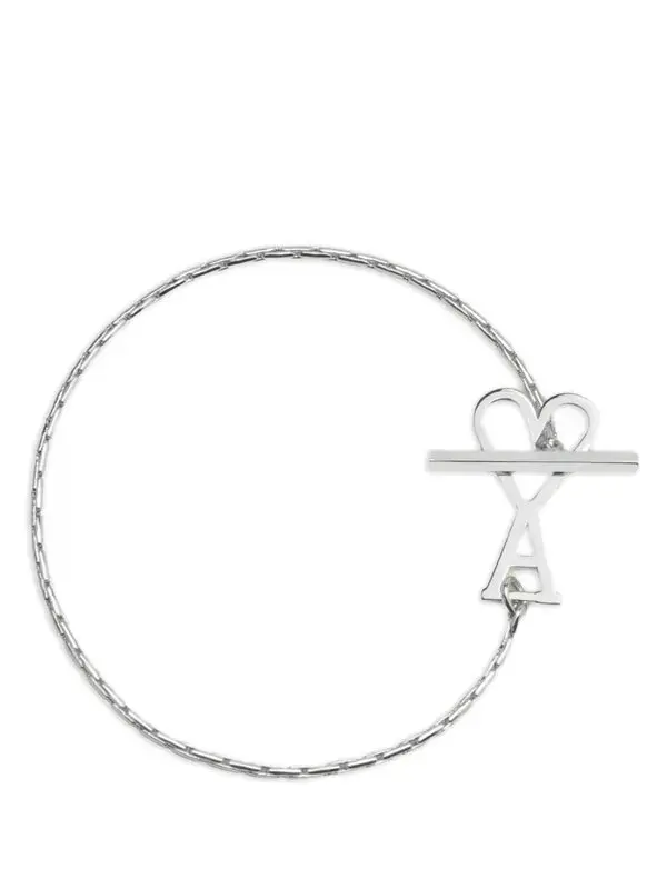 AMI Paris De Coeur Clasp Bracelet In Gold-finish Brass - Silver