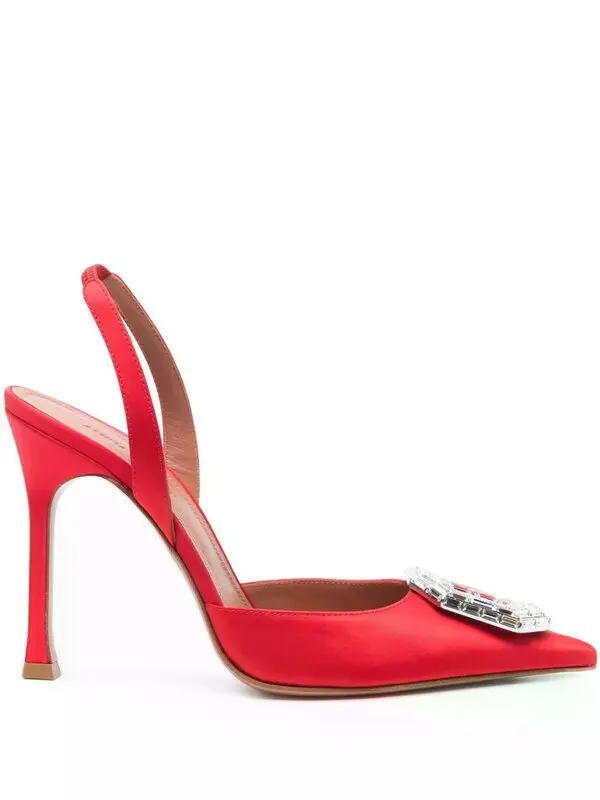 Amina Muaddi 105mm Camelia Pumps
