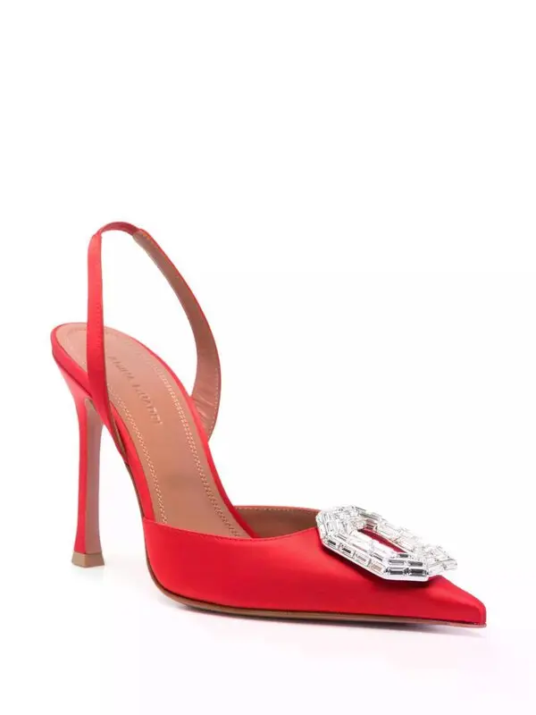 Amina Muaddi 105mm Camelia Pumps
