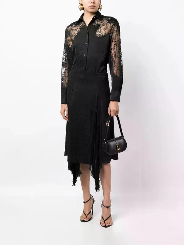 Versace Sheer-lace Crinkled Satin Shirt