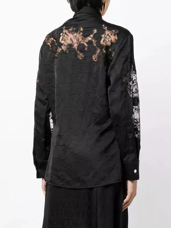 Versace Sheer-lace Crinkled Satin Shirt