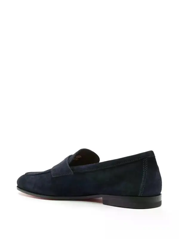 Santoni Penny-slot Suede Loafers - Blue