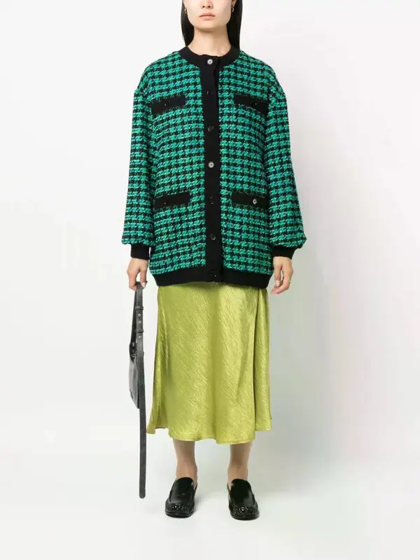MSGM Houndstooth Tweed Cardigan Coat