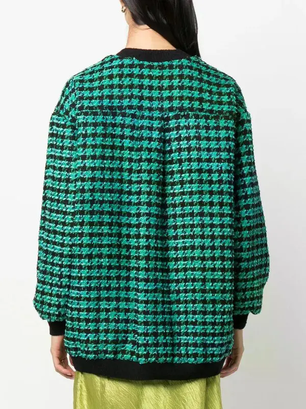 MSGM Houndstooth Tweed Cardigan Coat