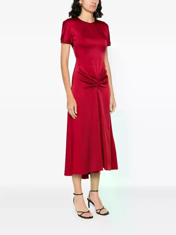 Victoria Beckham Draped Satin Midi Dress - Red