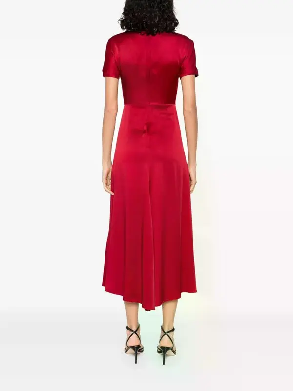 Victoria Beckham Draped Satin Midi Dress - Red