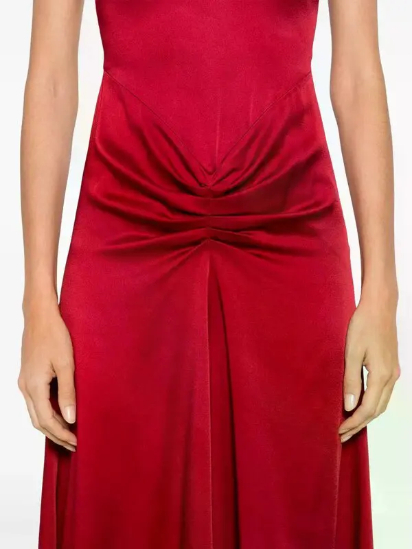 Victoria Beckham Draped Satin Midi Dress - Red