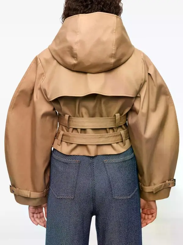 GANNI Hooded Double-breasted Jacket - Brown