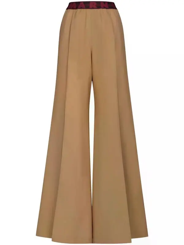 Marni Logo-waistband Wool Flared Trousers