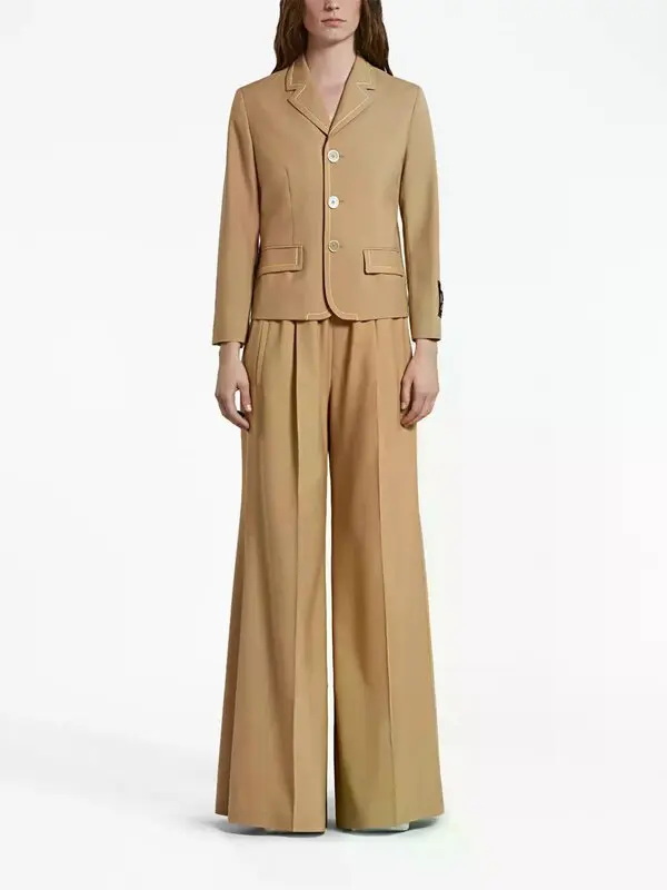 Marni Logo-waistband Wool Flared Trousers