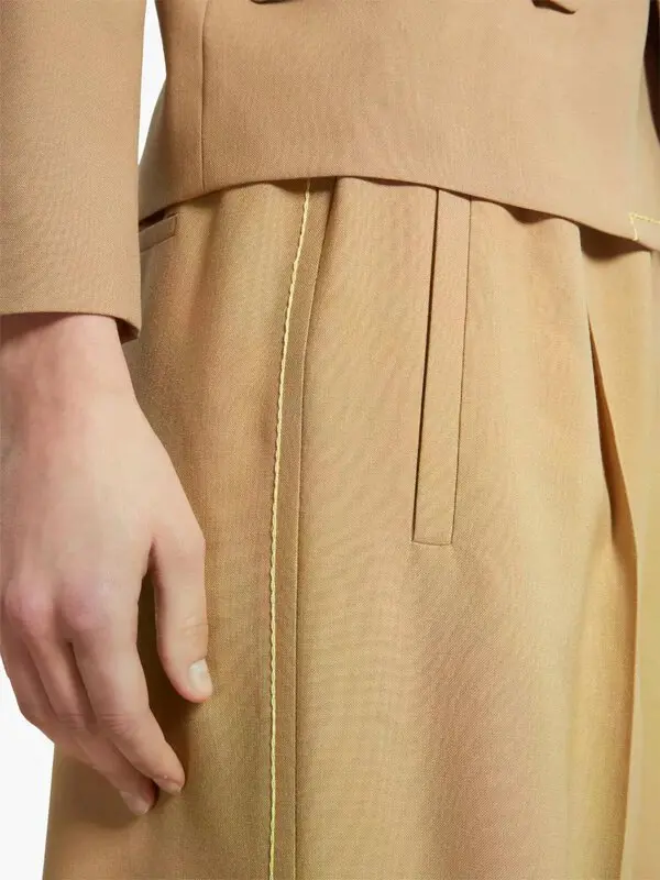 Marni Logo-waistband Wool Flared Trousers