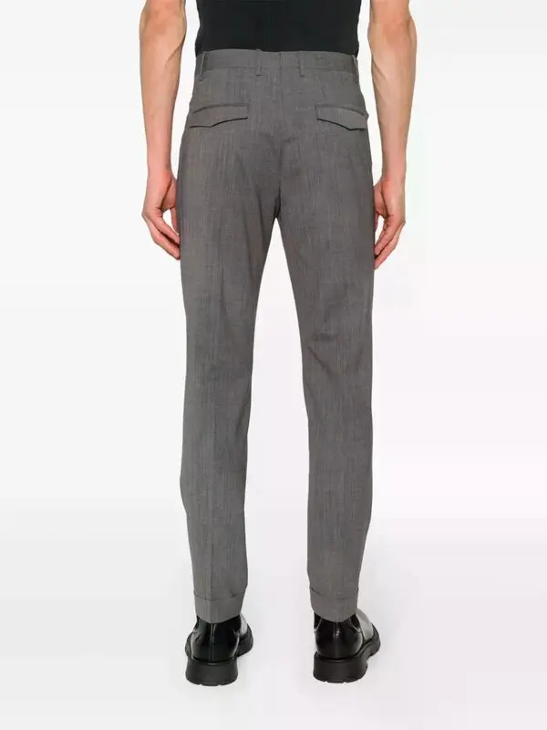 PT TORINO Pleated Slim-cut Trousers - Grey