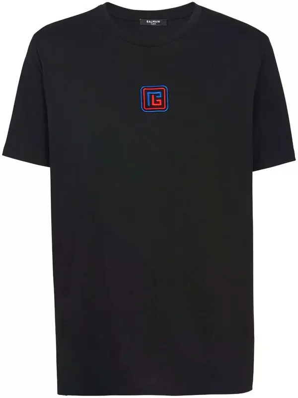 Balmain Embroidered-logo Short-sleeve T-shirt - Black