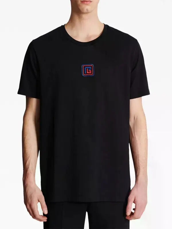 Balmain Embroidered-logo Short-sleeve T-shirt - Black