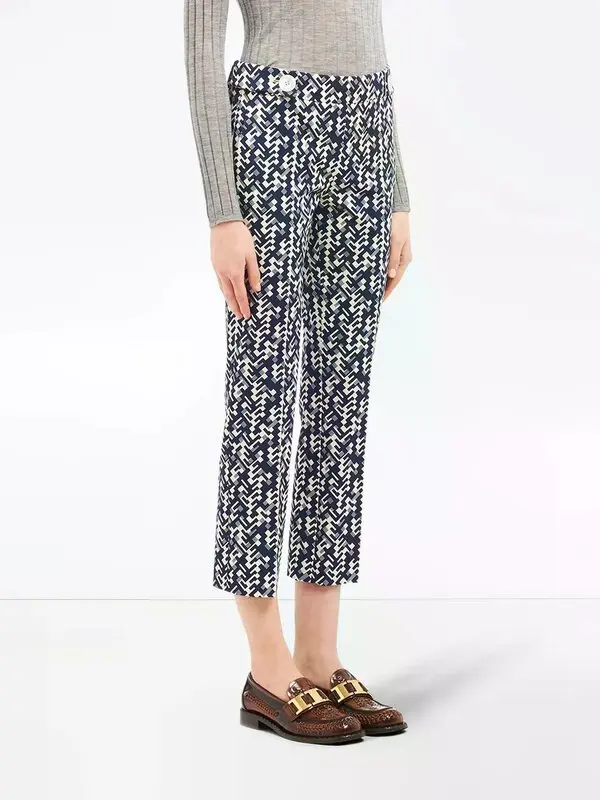 Prada Graphic Print Cropped Trousers