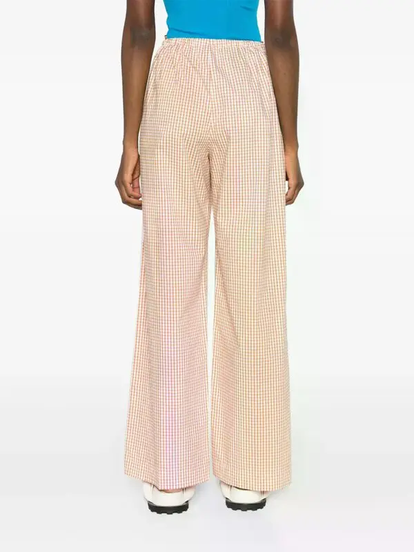 FORTE_FORTE Gingham-check Wide-leg Trousers - Brown