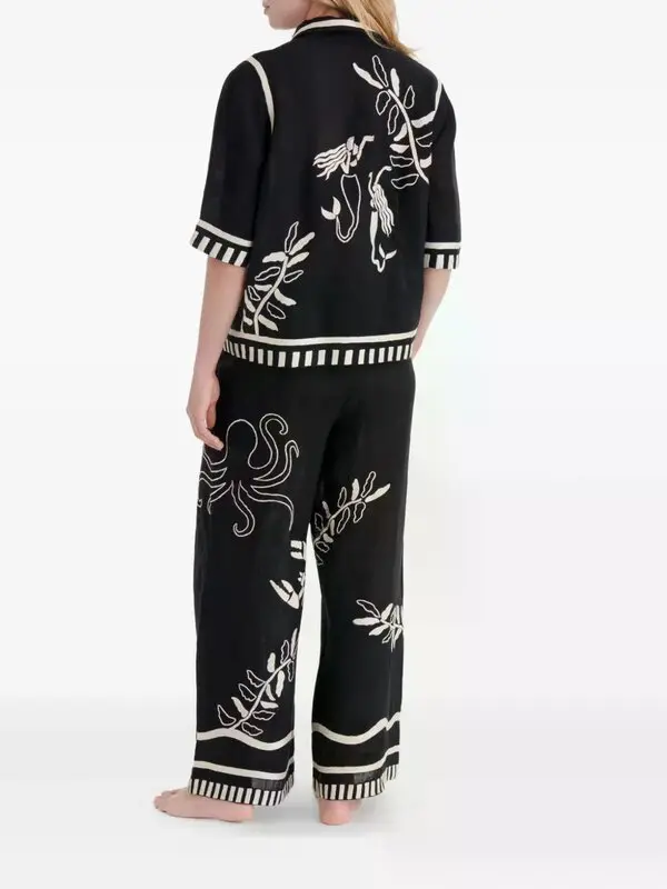 ERES Crab Embroidered Short-sleeve Shirt - Black