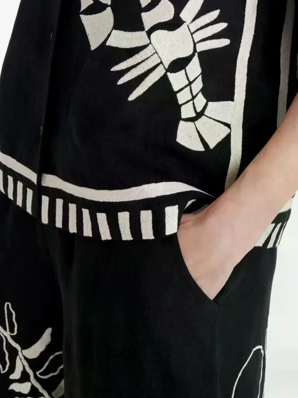 ERES Crab Embroidered Short-sleeve Shirt - Black
