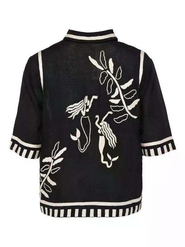 ERES Crab Embroidered Short-sleeve Shirt - Black