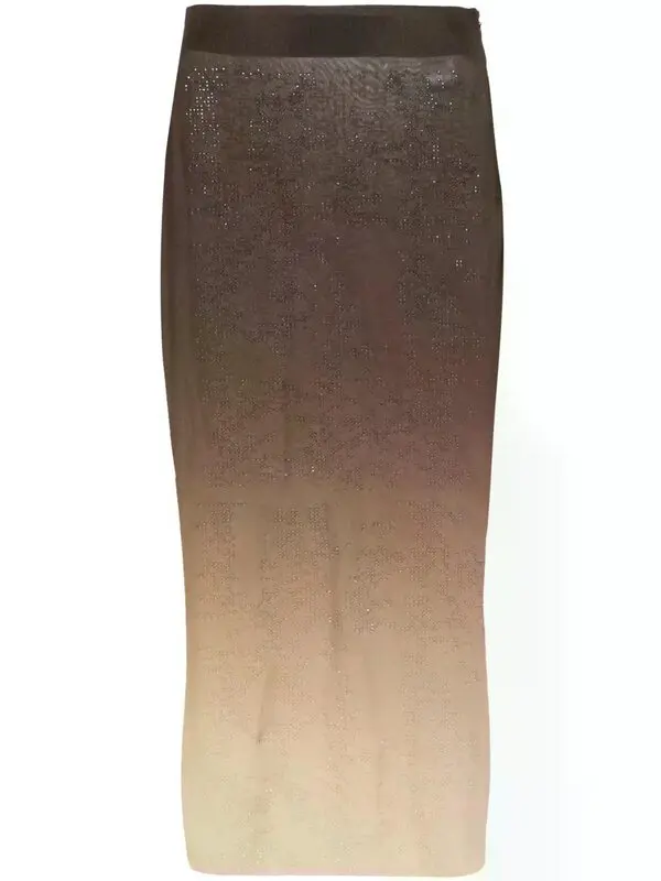 ANDREĀDAMO Rhinestone-embellished Midi Skirt - Brown