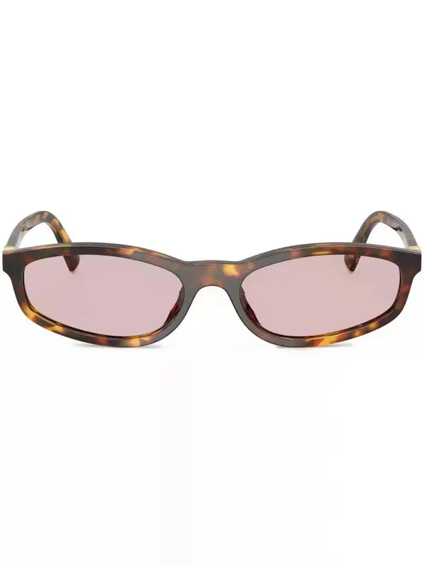 Miu Miu Tortoiseshell Oval Frame Sunglasses - Brown