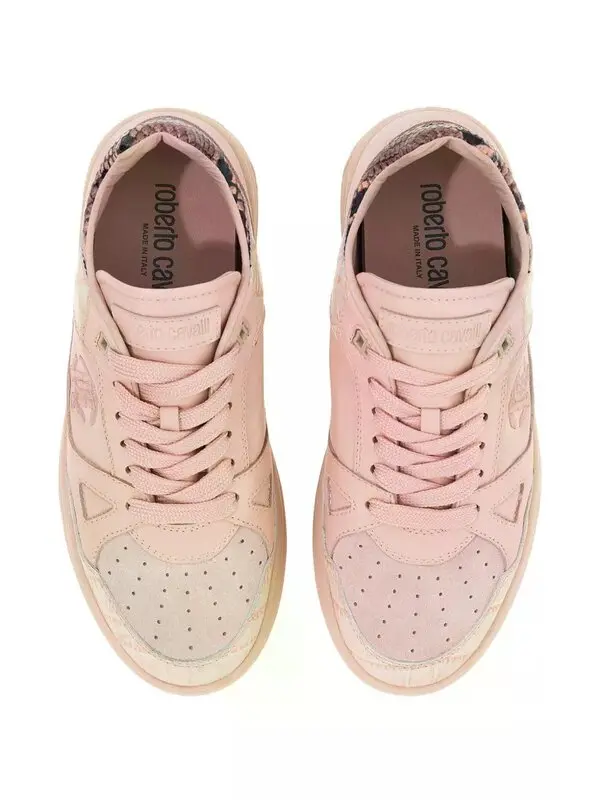 Roberto Cavalli Mirror Snake-appliqué Sneakers