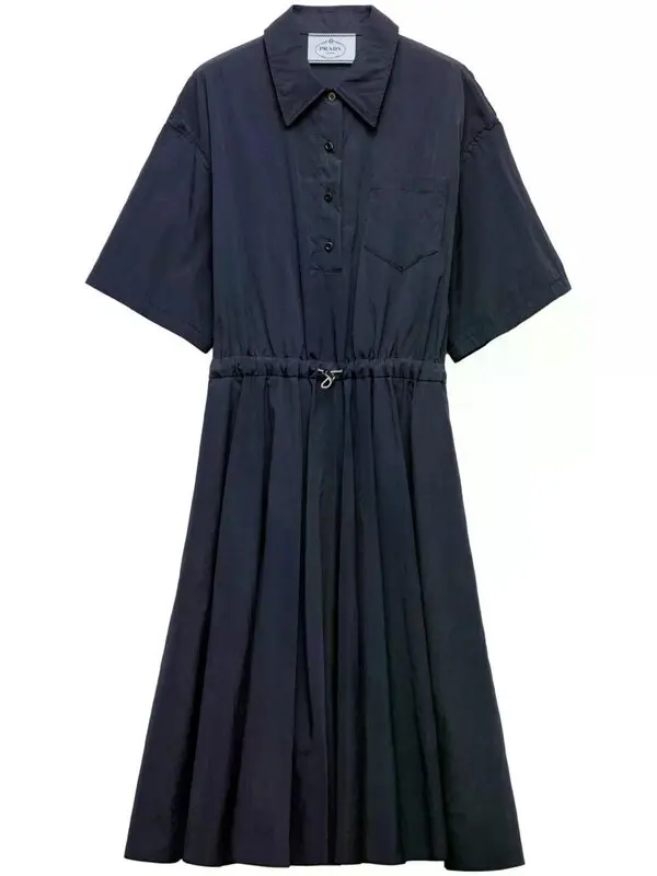 Prada Pongé Short-sleeve Midi Dress - Blue