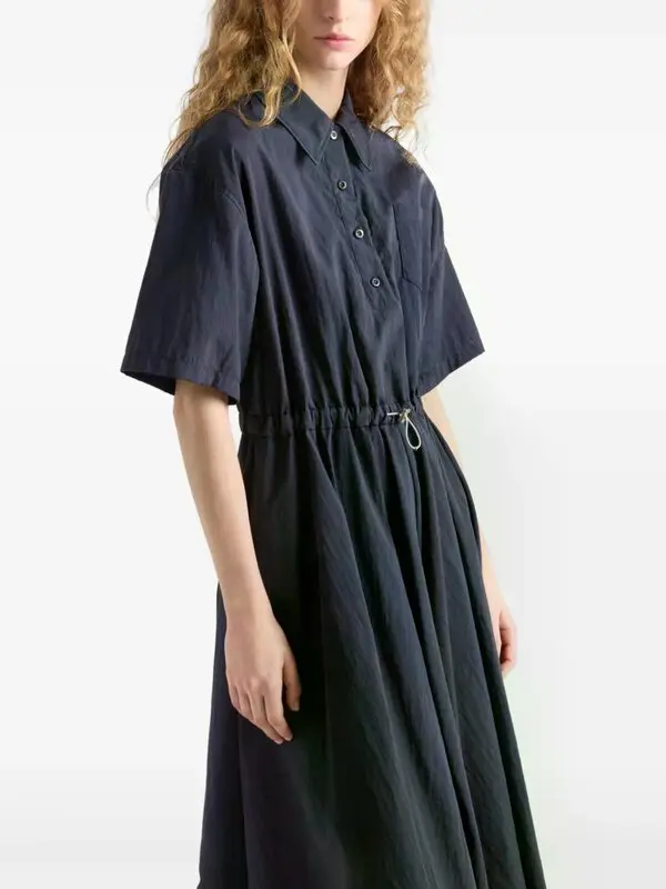 Prada Pongé Short-sleeve Midi Dress - Blue