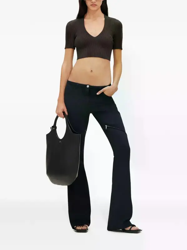 COURREGES Ribbed Knit V-neck Top