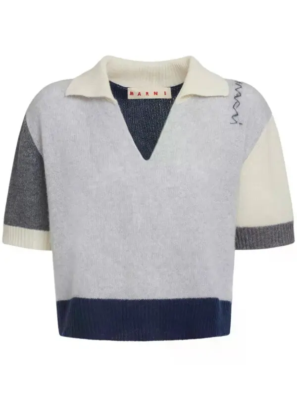 Marni V-neck Ribbed T-shirt