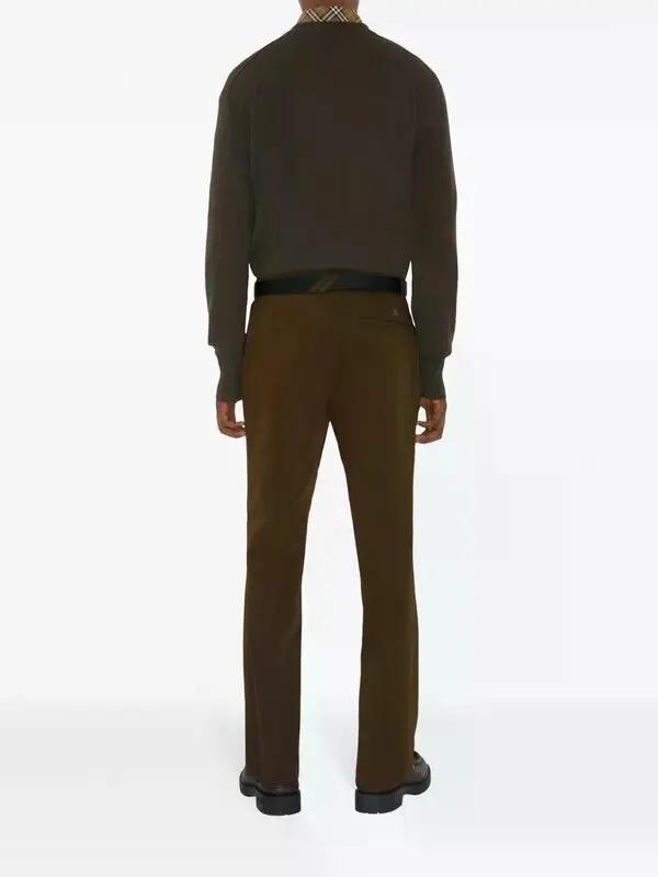 Burberry Cotton Trousers With Equestrian Knight Motif - Brown
