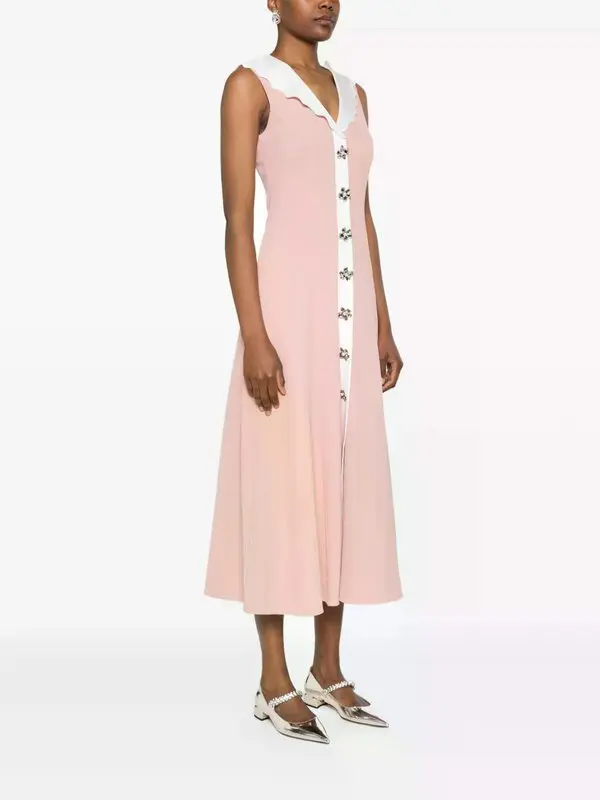 NISSA Scallop-collar Midi Dress - Pink