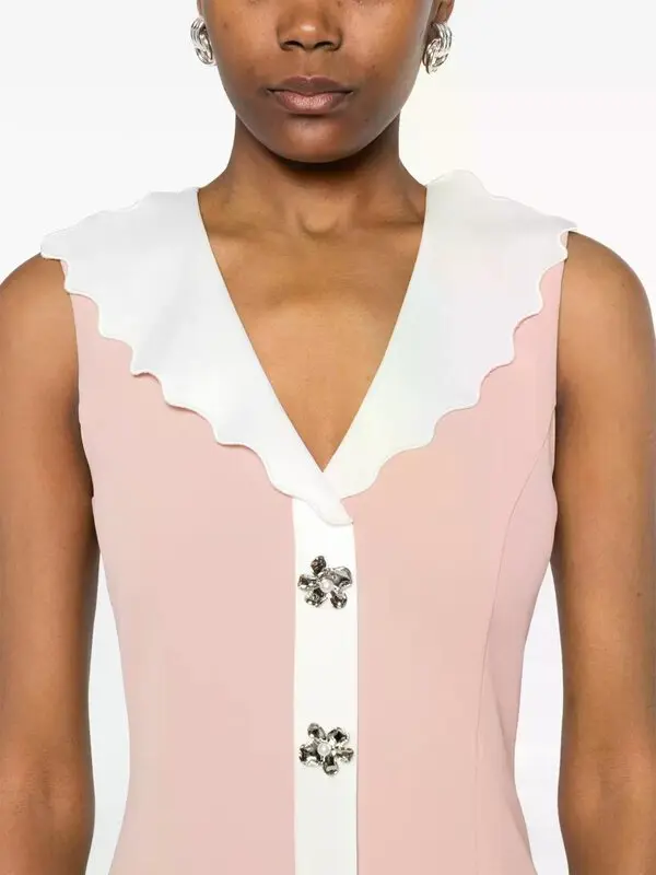 NISSA Scallop-collar Midi Dress - Pink