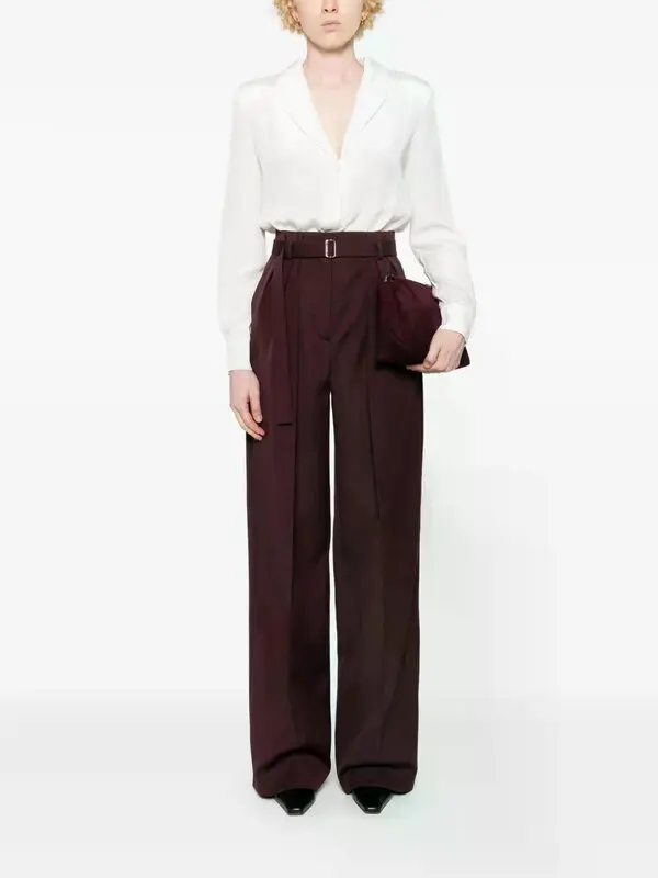 LANVIN Belted Pleated Wool Twill Trousers