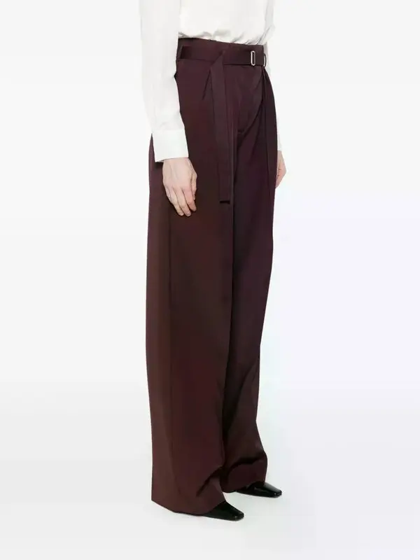 LANVIN Belted Pleated Wool Twill Trousers