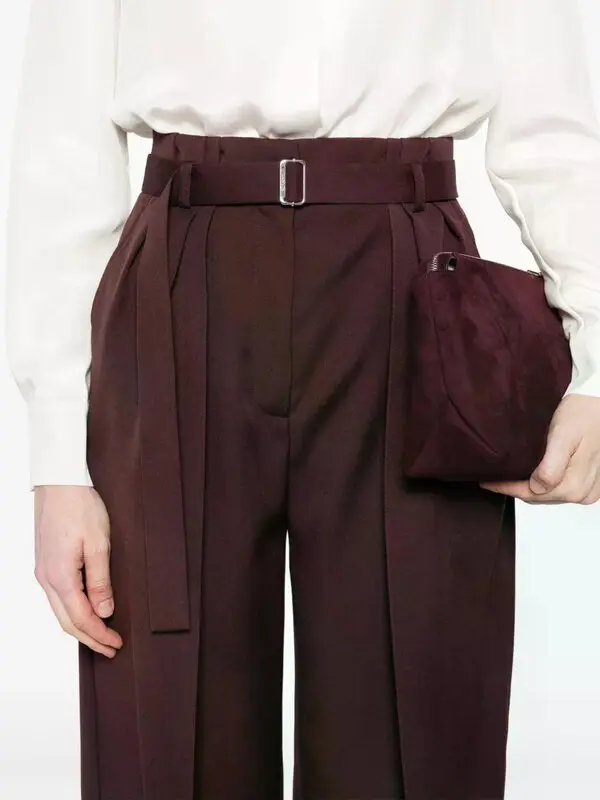 LANVIN Belted Pleated Wool Twill Trousers