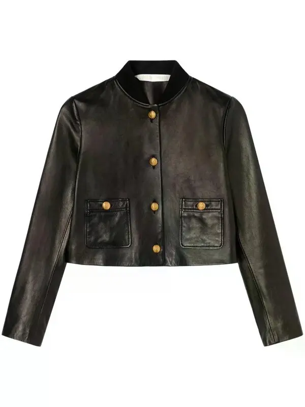 Palm Angels Cropped Leather Jacket