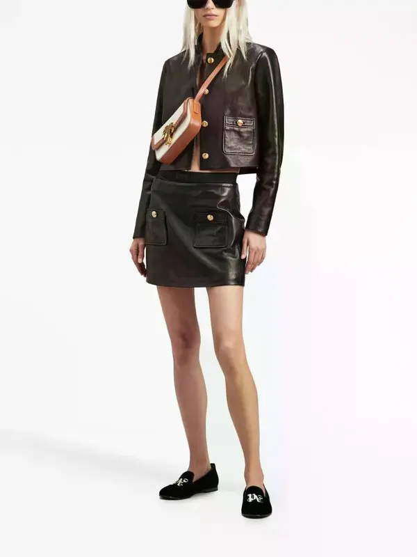 Palm Angels Cropped Leather Jacket