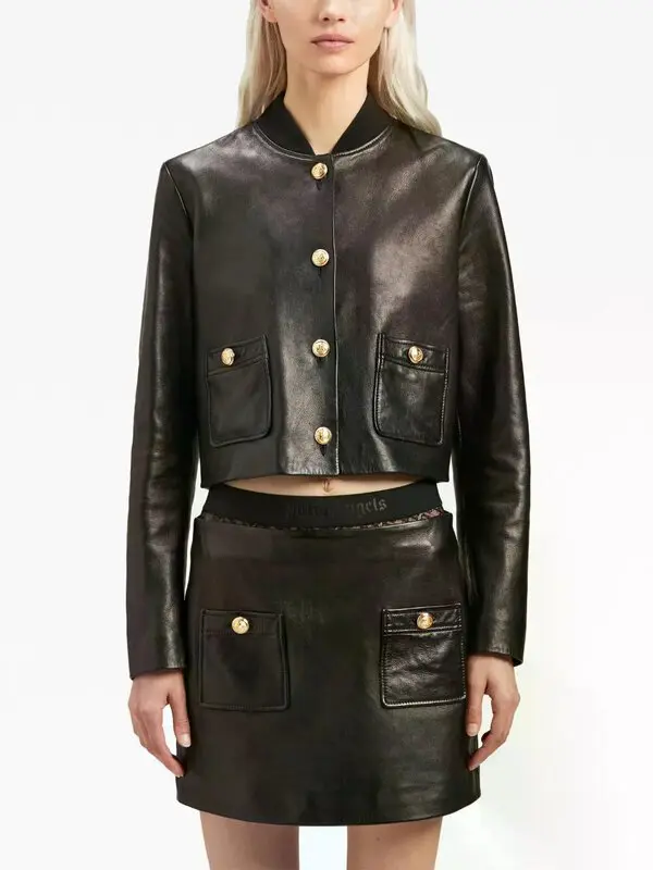 Palm Angels Cropped Leather Jacket