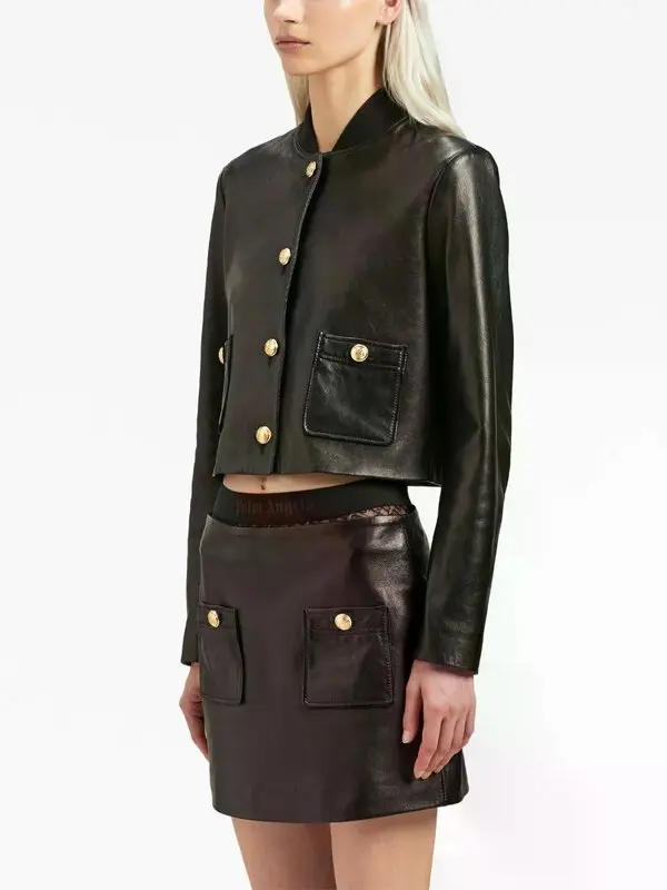 Palm Angels Cropped Leather Jacket