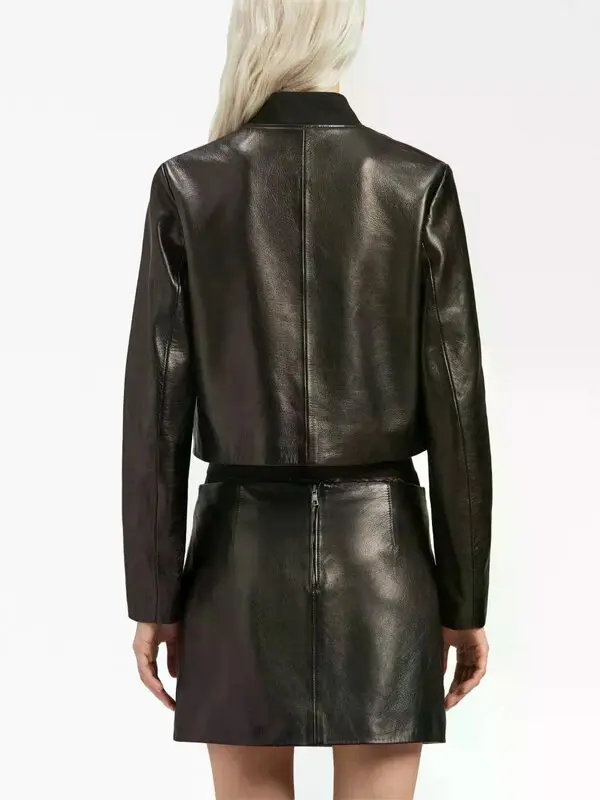 Palm Angels Cropped Leather Jacket