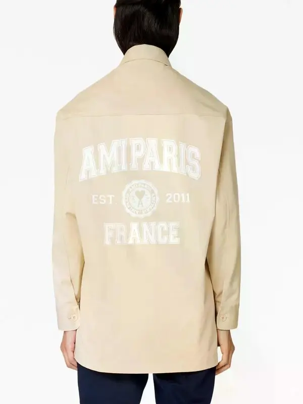 AMI Paris Logo-print Button-front Shirt
