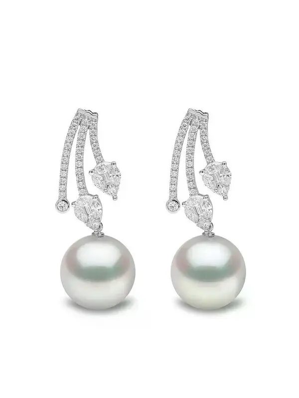Yoko London 18kt White Gold Starlight South Sea Pearl And Diamond Earrings - Silver