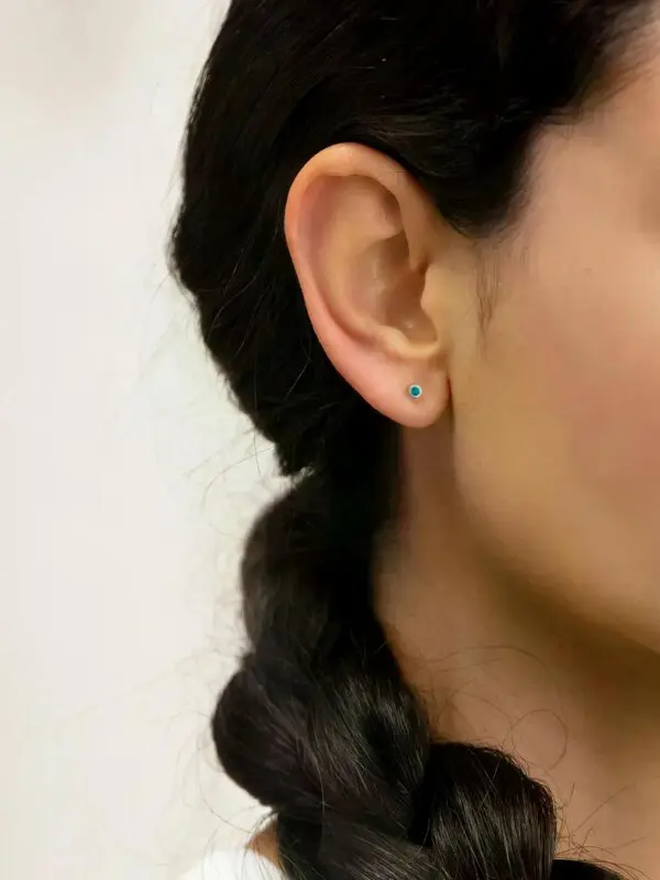 Monica Vinader 14kt White Gold Mini Gem Post Earring