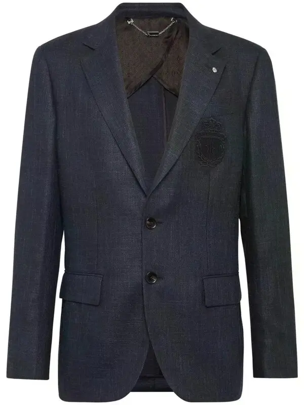 BILLIONAIRE Logo-patch Single-breasted Blazer - Blue