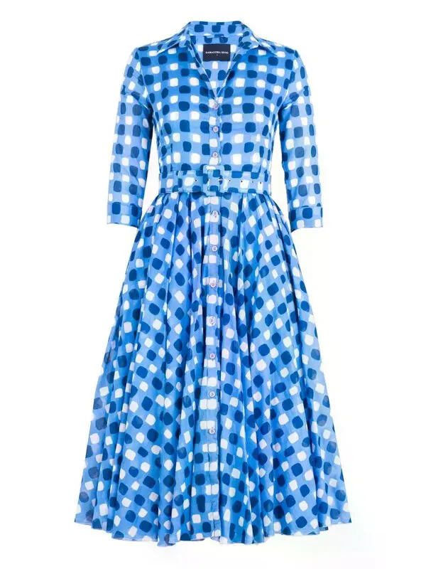 Samantha Sung Check-pattern Midi Dress - Blue