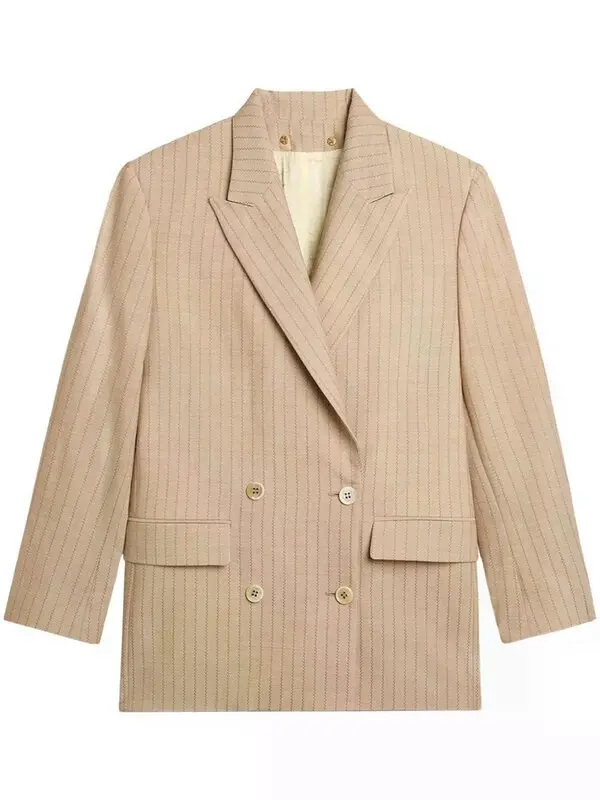 GOLDEN GOOSE Pinstriped Double-breasted Blazer - Brown